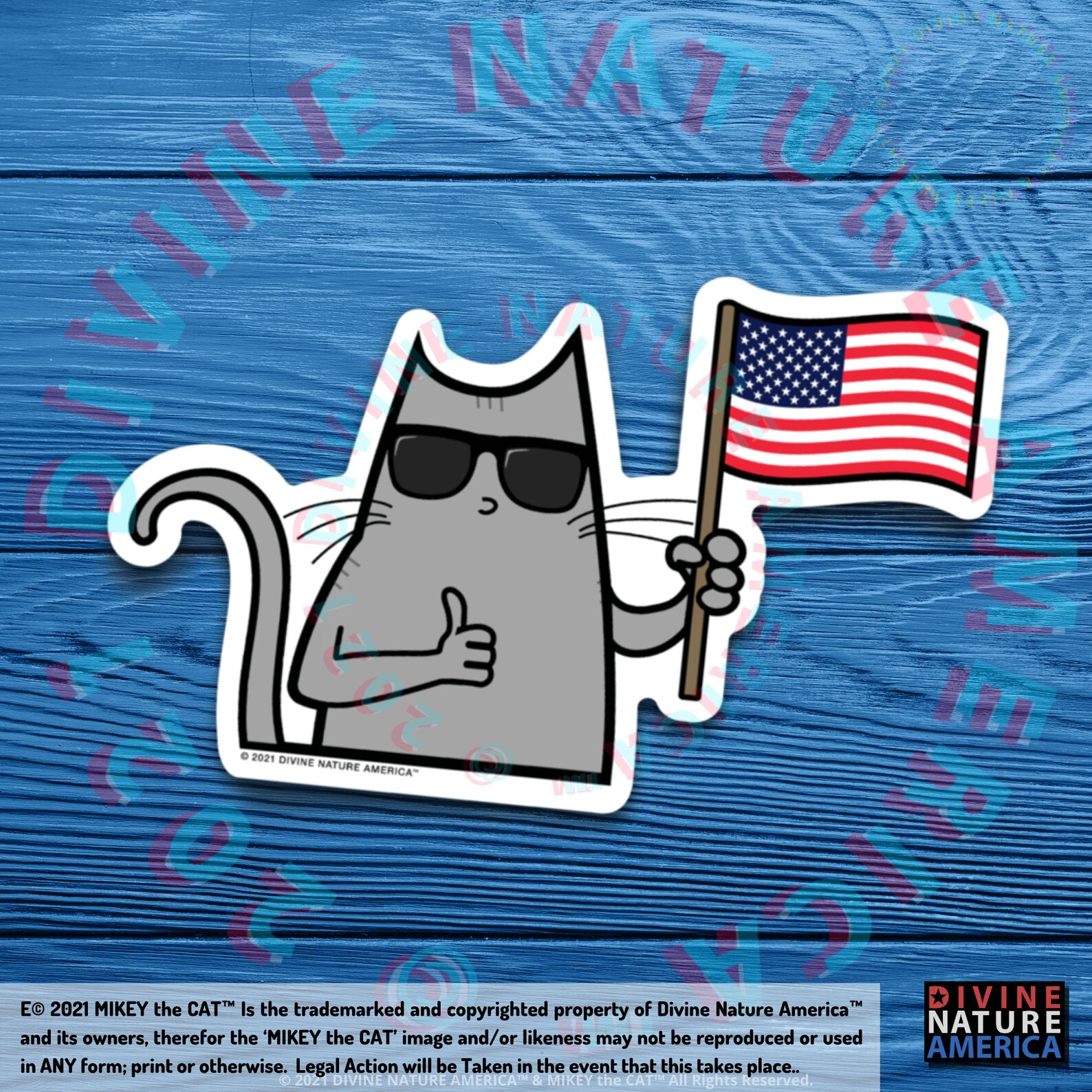 Patriotic Stickers Cat With American USA Flag Vinyl Decal Sticker for ...