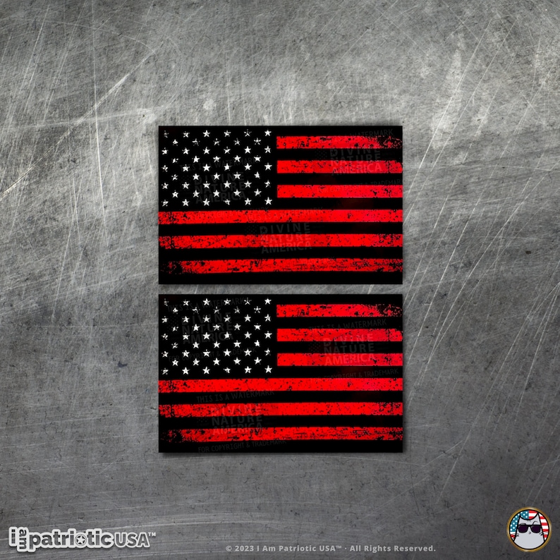 Red and Black Distressed American Flag Decals for Jeep Truck Car - 2 ...