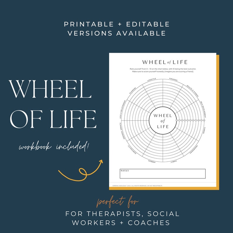 Wheel of Life PDF Printable Wheel of Life Template Self-growth Workbook ...