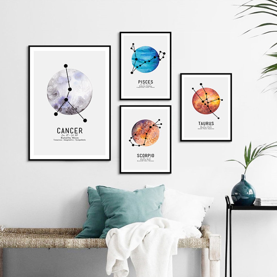 Zodiac Constellation Canvas Art Print: Horoscope Wall Decor - Etsy