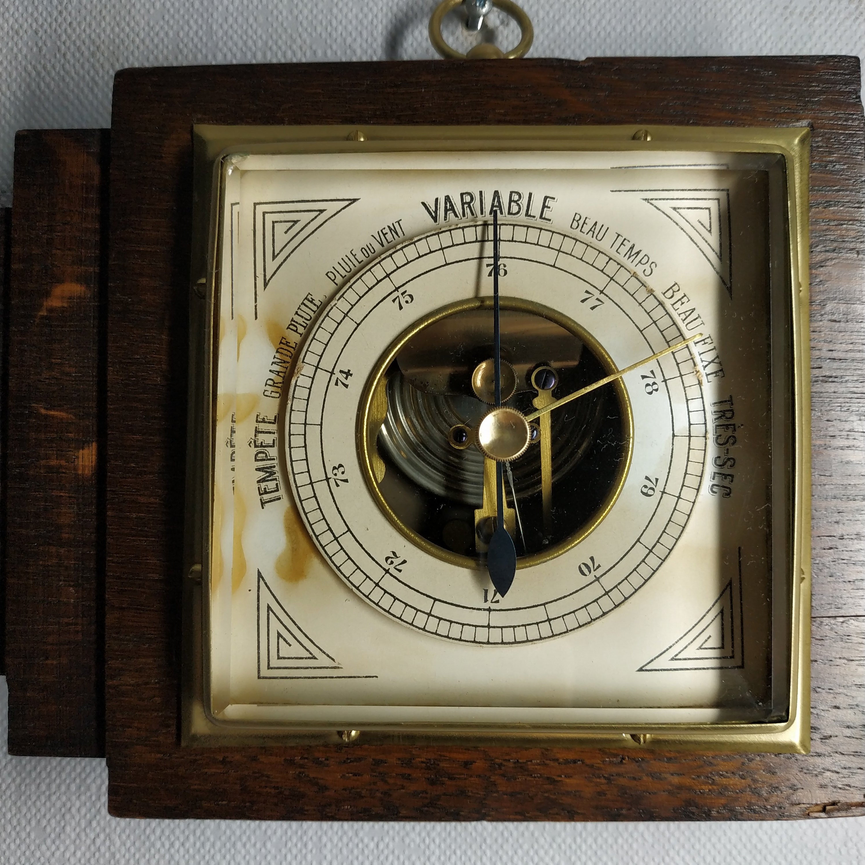 1930’s Art Deco Modern Small Antique Vintage Barometer in Wood, Metal ...
