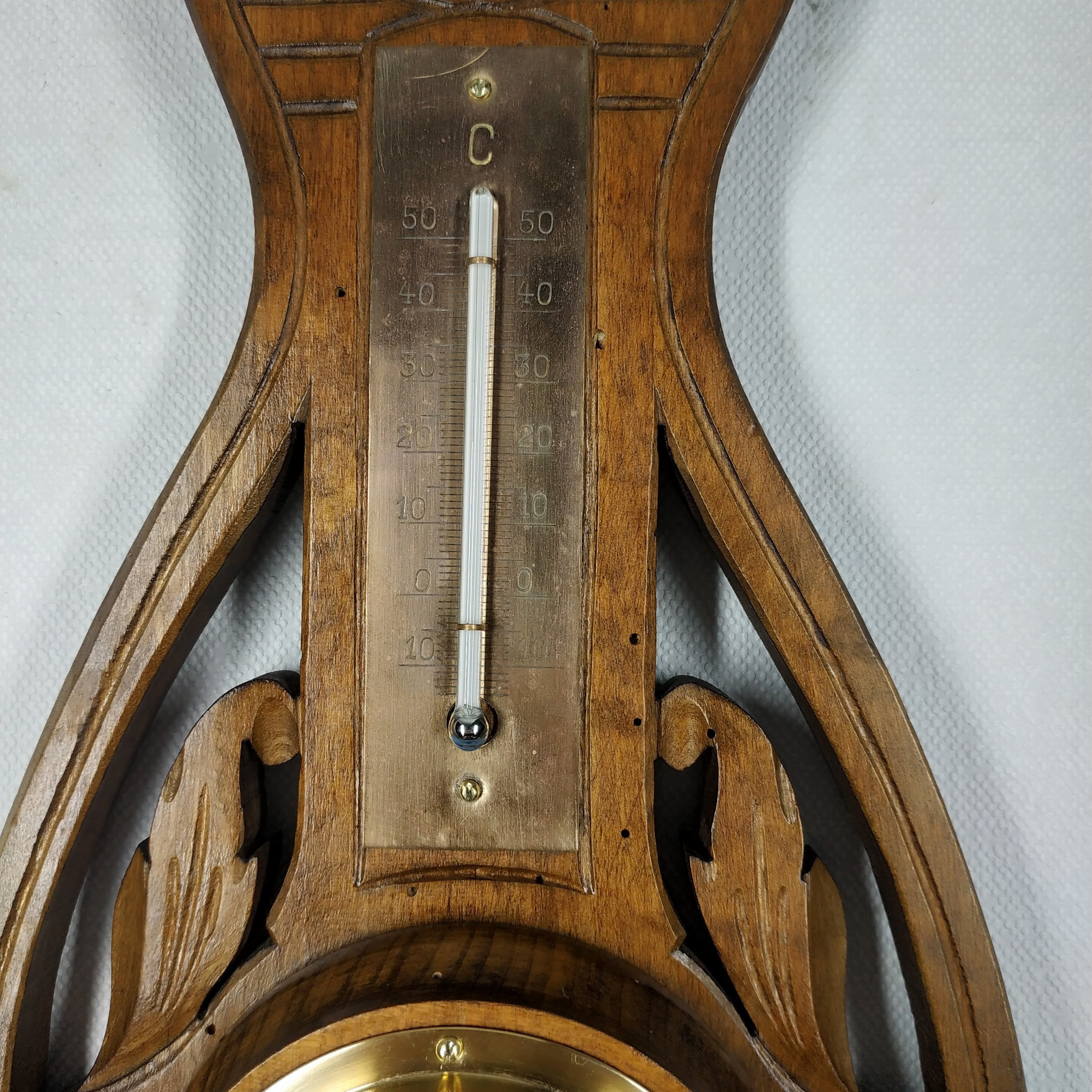 Antique Weather Station Barometer Thermometer in Carved Wood and ...
