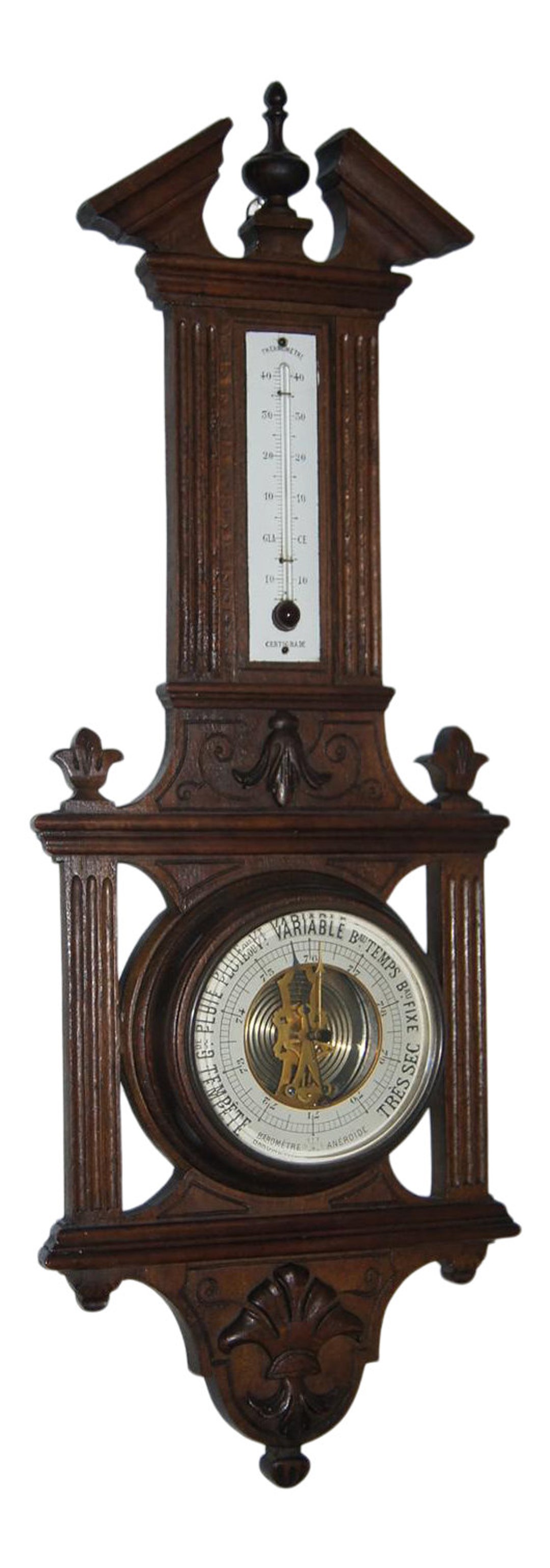 Genuine Antique French Working Weather Station, Barometer, Thermometer ...