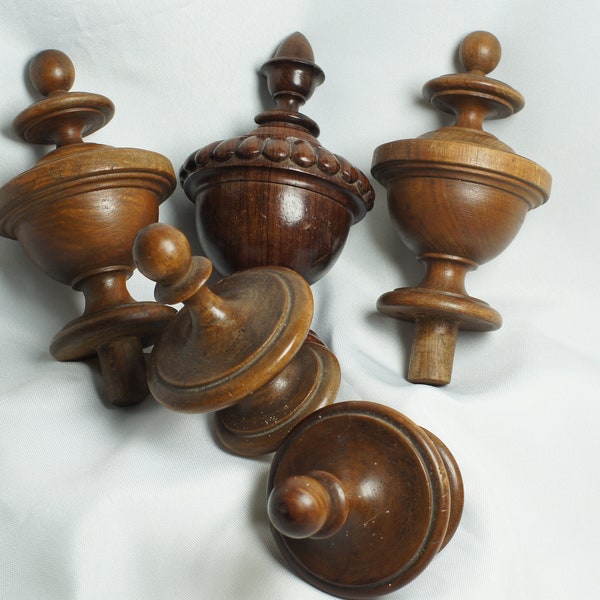 Antique Carved Wooden Finials - Etsy