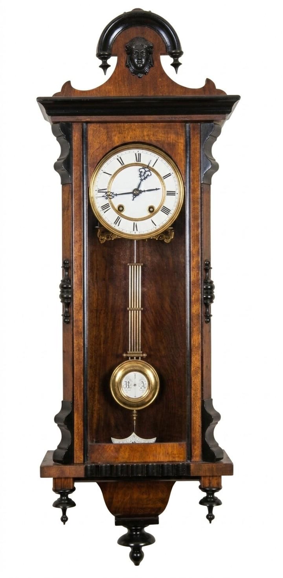 Antique German Walnut Regulator Wall Clock: Carl Werner, Circa 1887 ...
