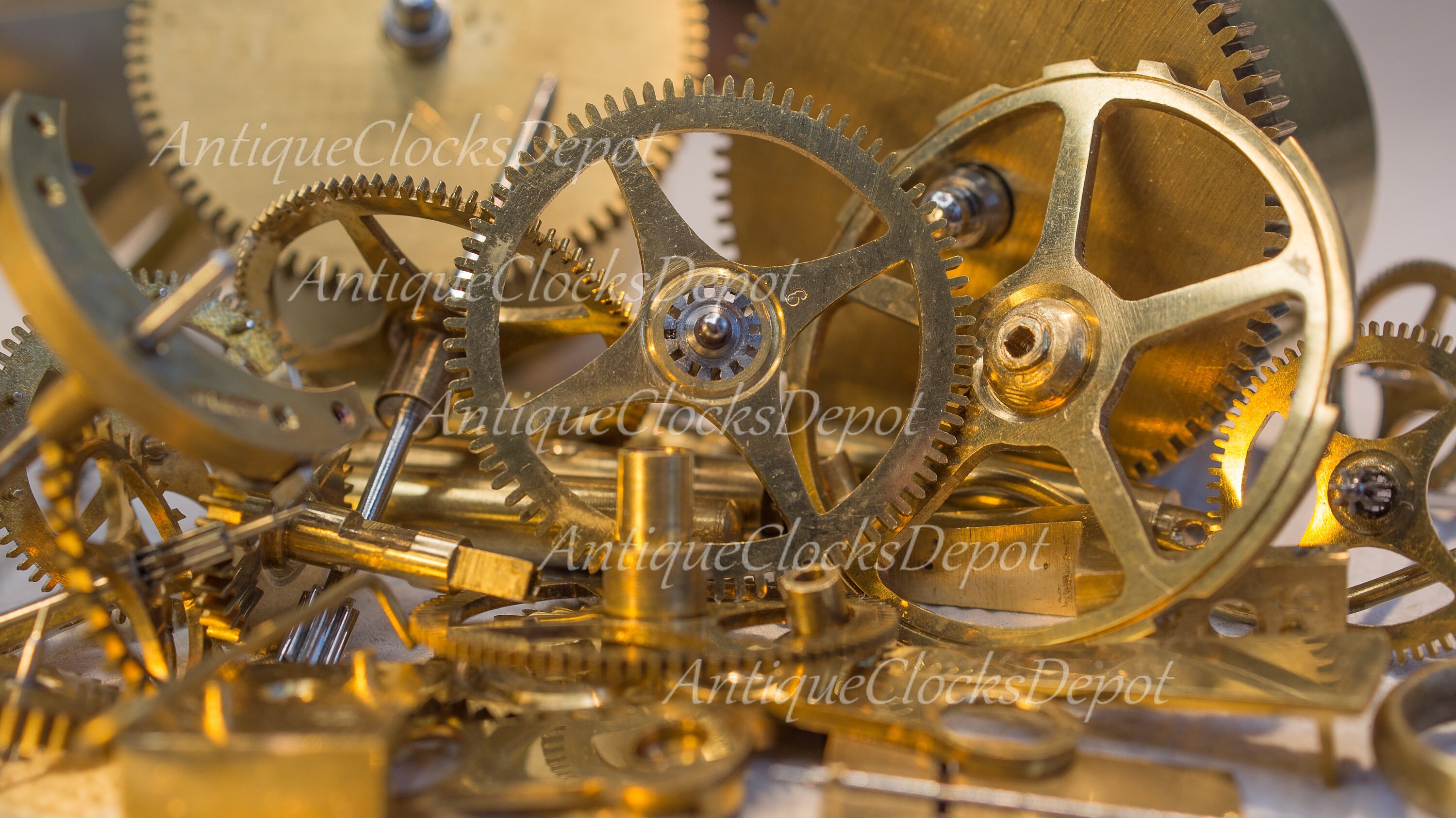 Set of 4 Pictures of Bronze Clock Parts Gold Color Close-up Bronze ...