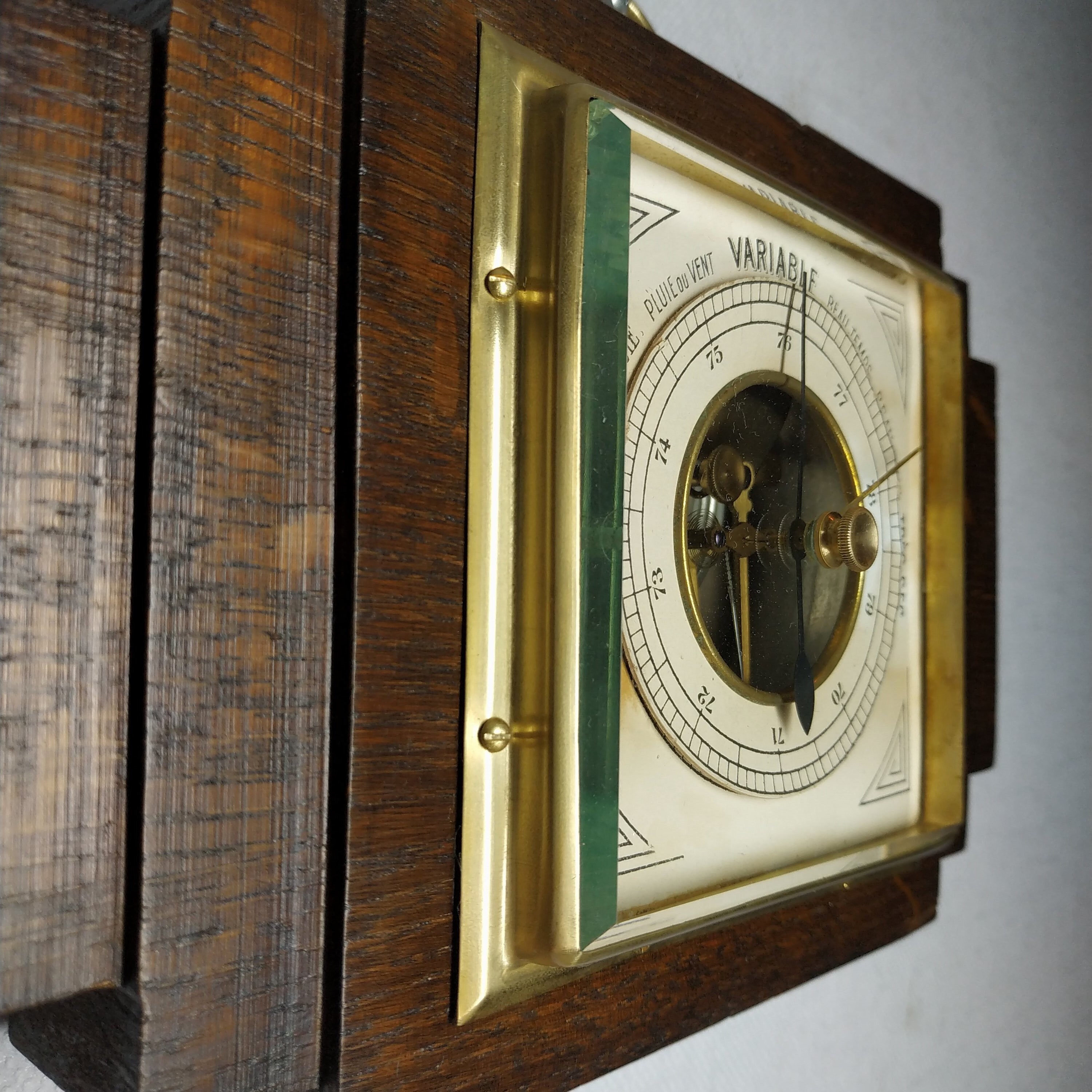 1930’s Art Deco Modern Small Antique Vintage Barometer in Wood, Metal ...