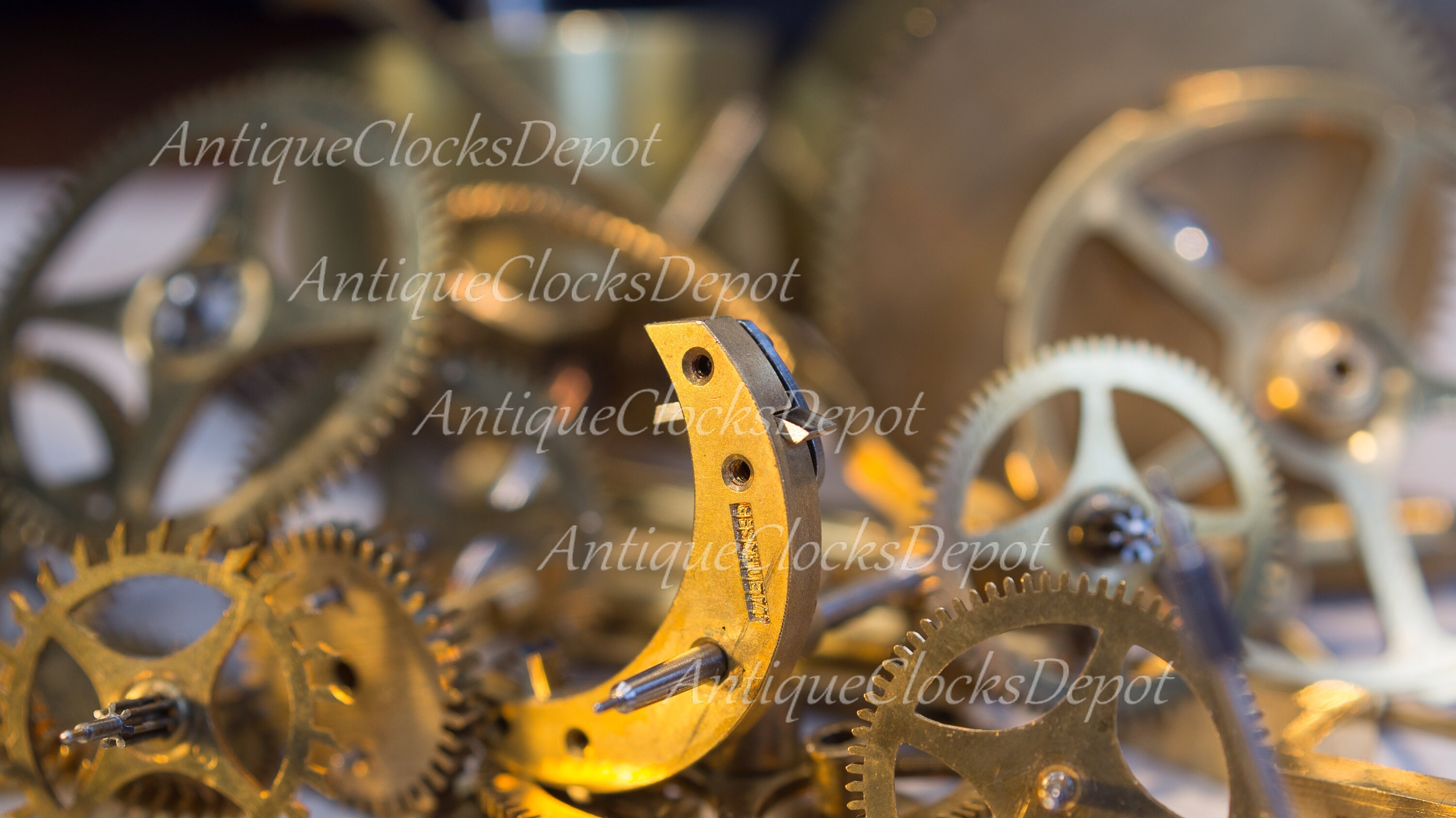 Set of 4 Pictures of Bronze Clock Parts Gold Color Close-up Bronze ...