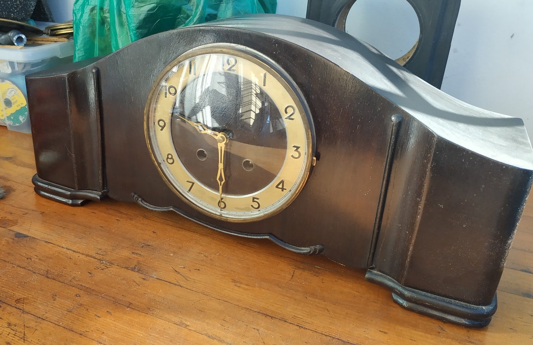 Mechanical French Vintage Buffet Mantle Clock Beautiful Gong Wooden ...