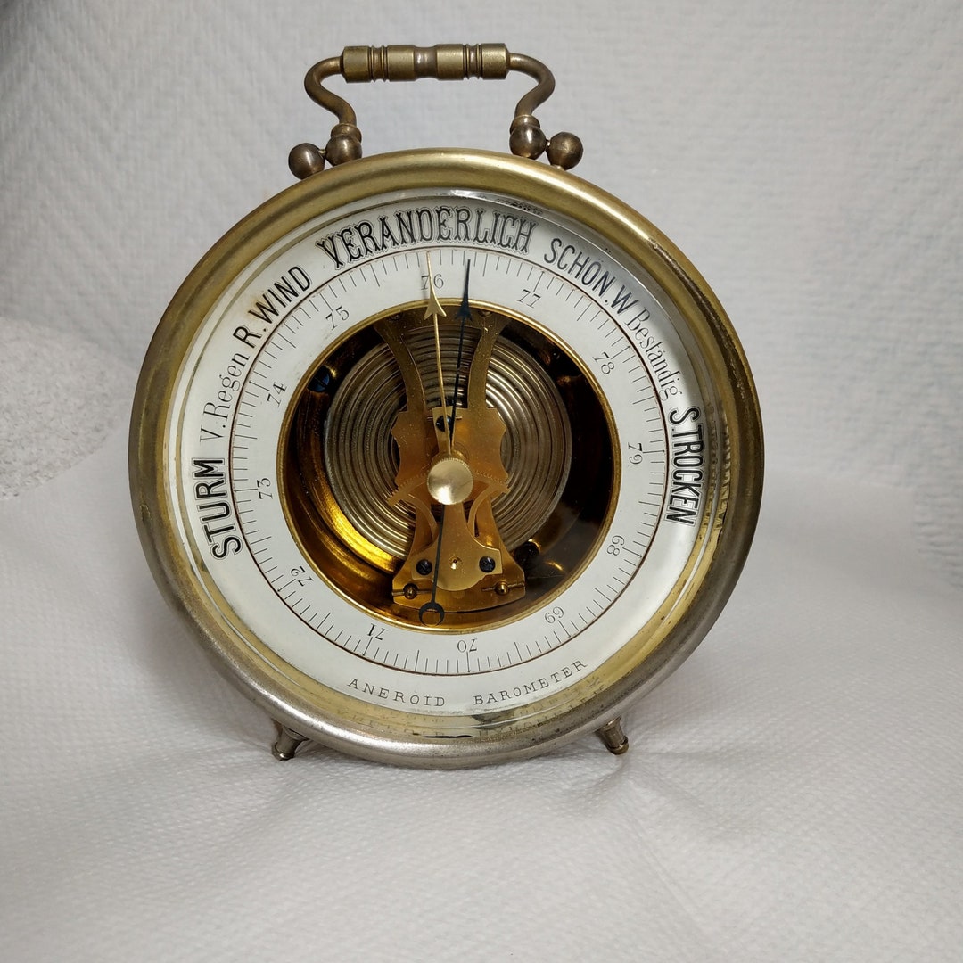 19th-20th Century German Desktop Tabletop Aneroid Barometer With an ...