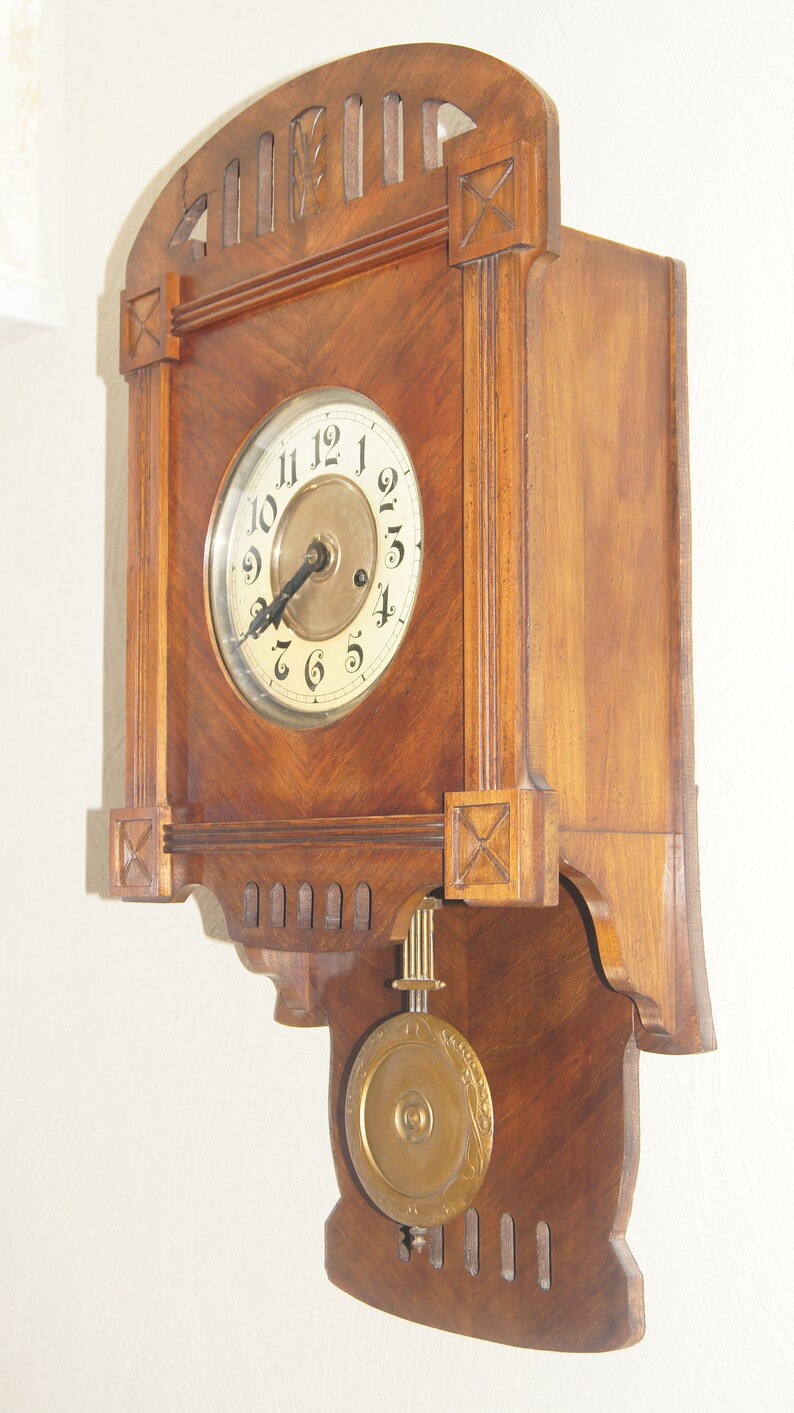 1906 Vintage German Wall Clock Freeswinger Kraft Behrens and Hamburg ...