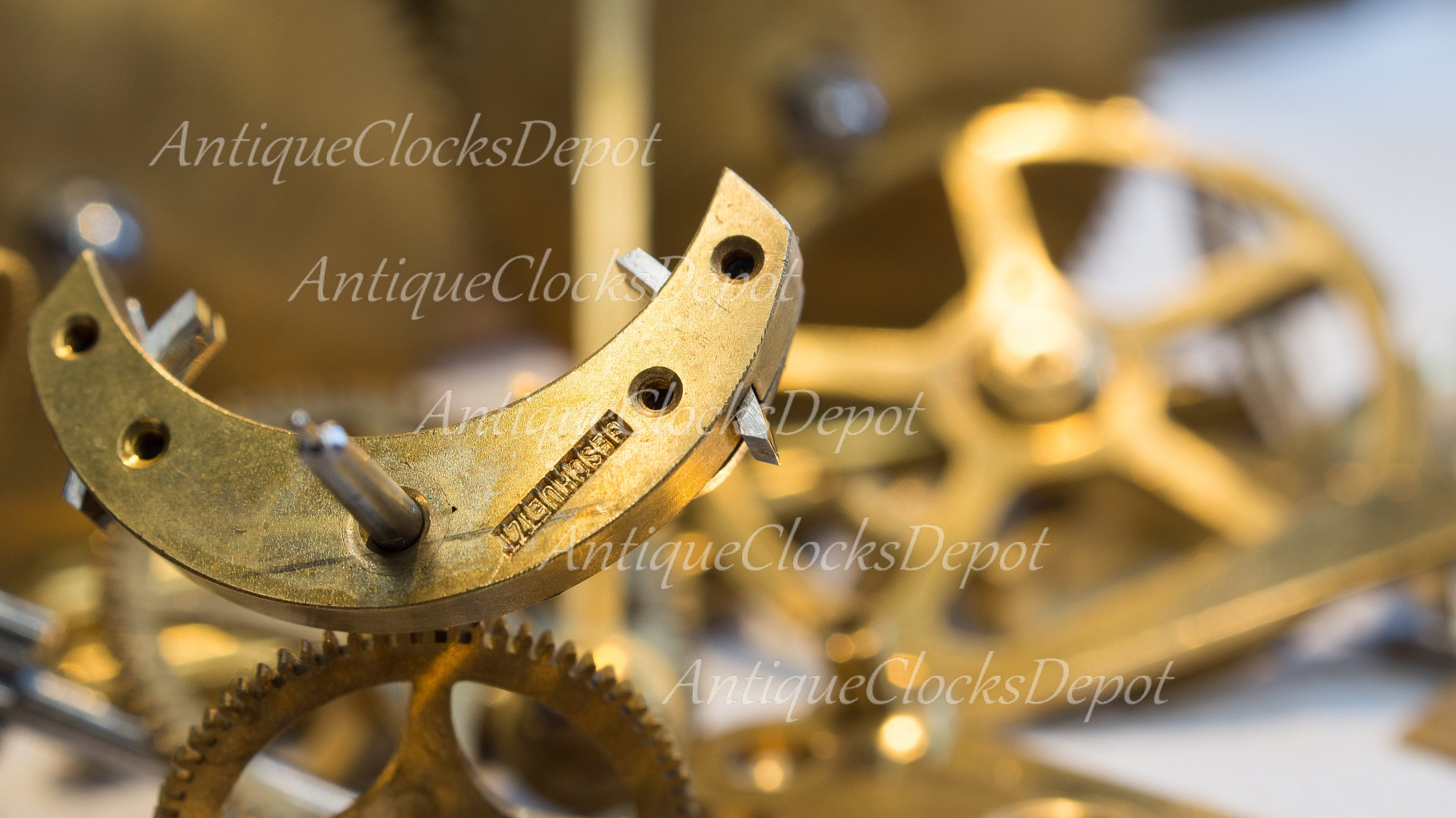 Set of 4 Pictures of Bronze Clock Parts Gold Color Close-up Bronze ...