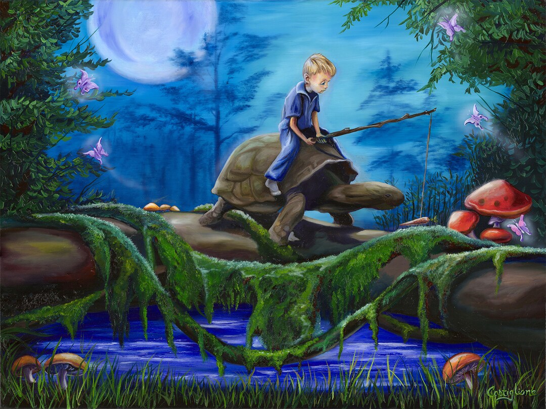 Blue Moon Forest Fantasy Poster Print - Etsy