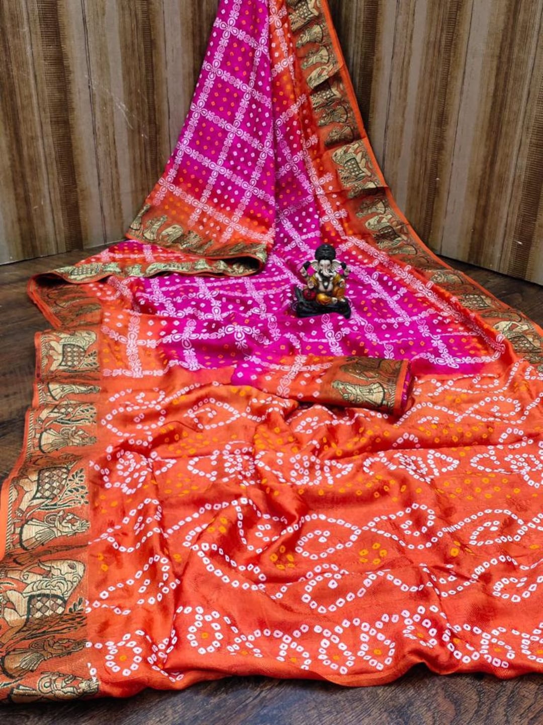 Bandhej Saree Most Demanded Collection Block Print and JEQUARD Weaving ...