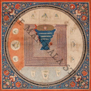 Cosmological Mount Meru Mandala With Floral Border - Etsy