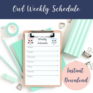This Week's Schedule, Weekly Owl Printable Planner, Fillable PDF - Etsy