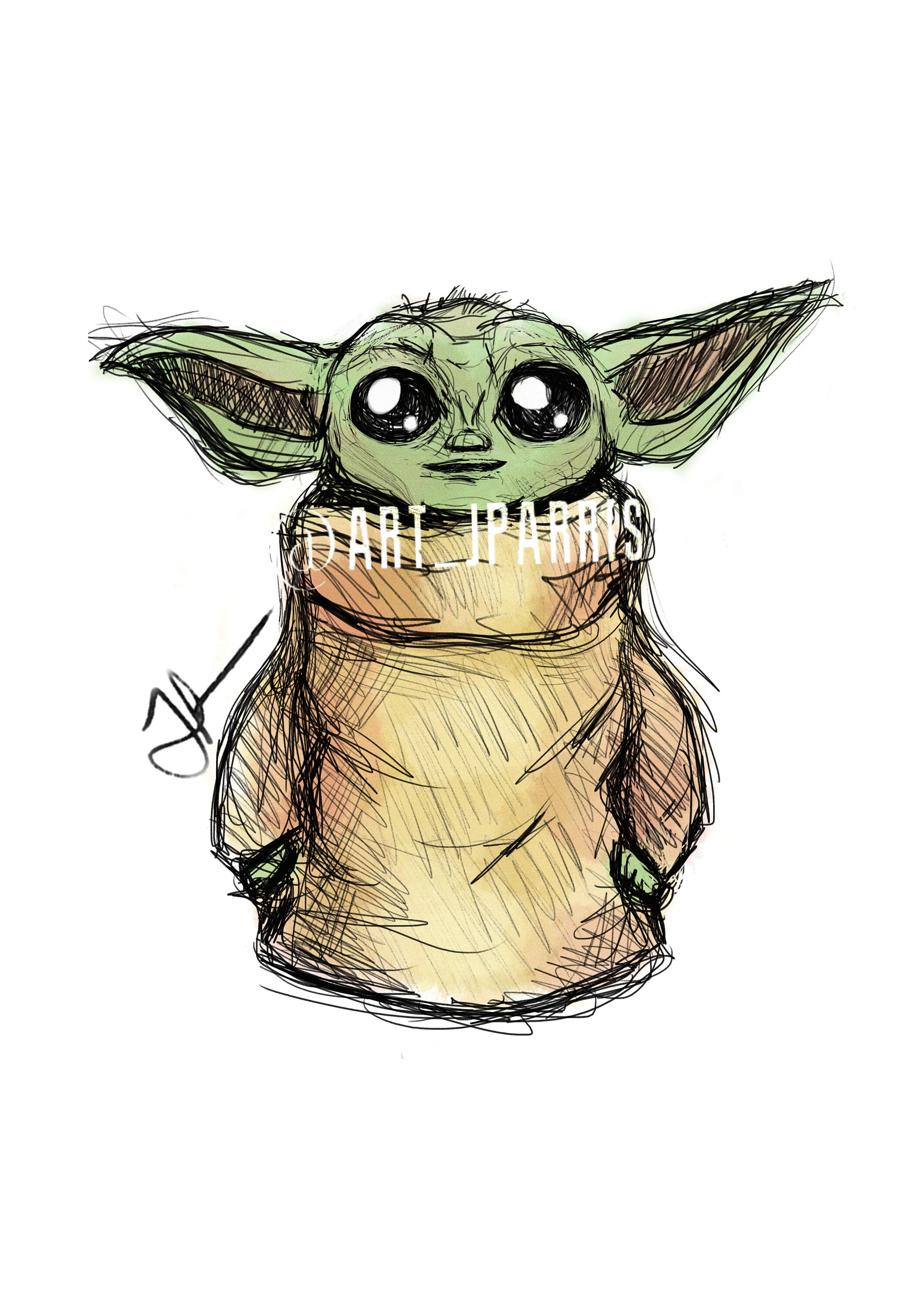 Grogu Illustration Baby Yoda Size A5 | Etsy