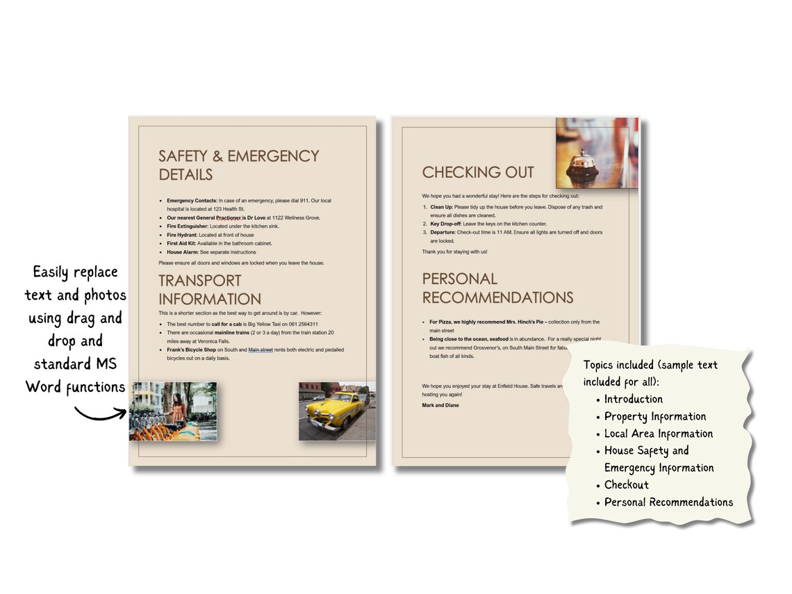 Welcome Brochure MS Word Template Coffee Short Term Rental A4 Letter ...