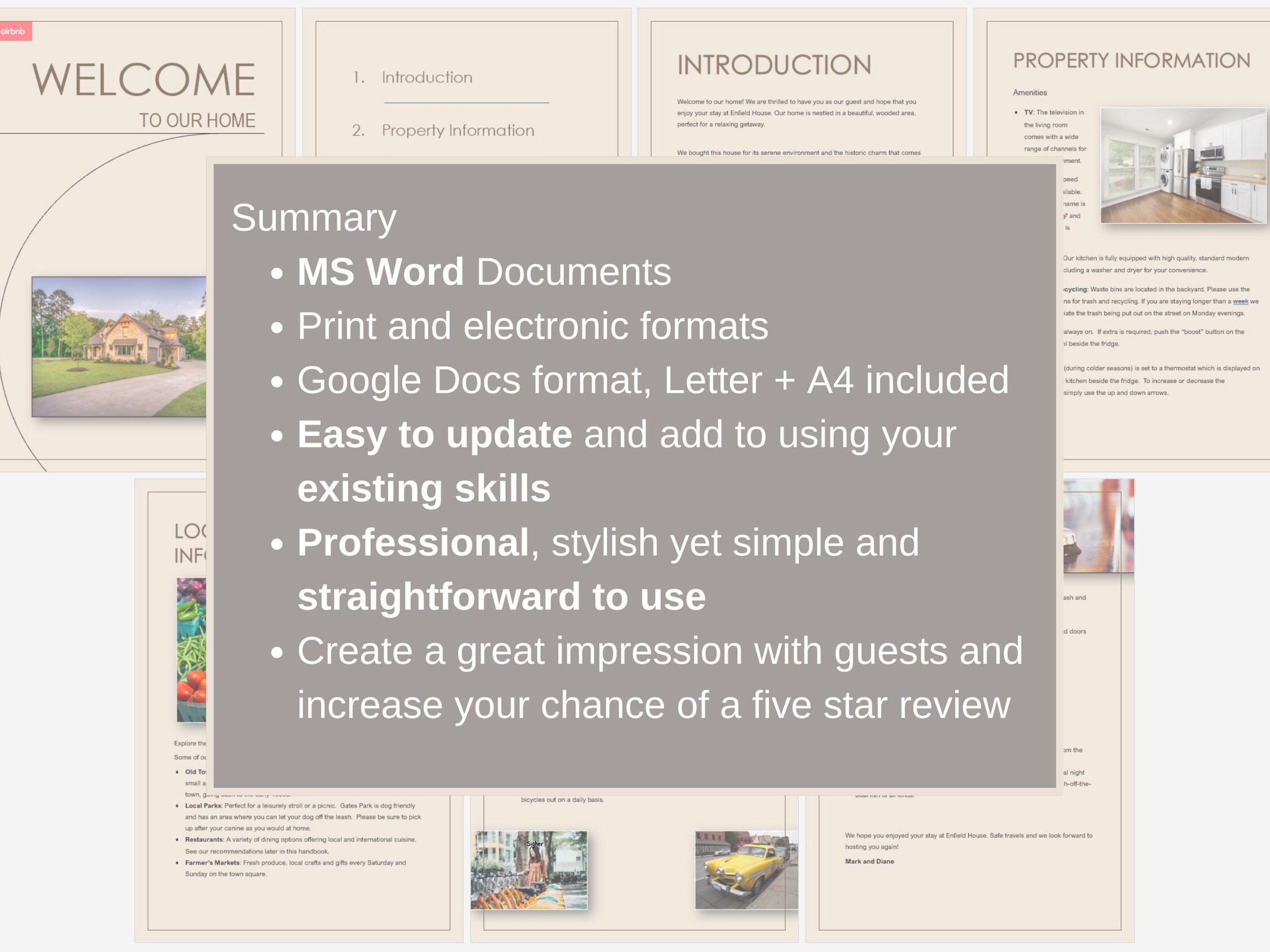 Welcome Brochure MS Word Template Coffee Short Term Rental A4 Letter ...