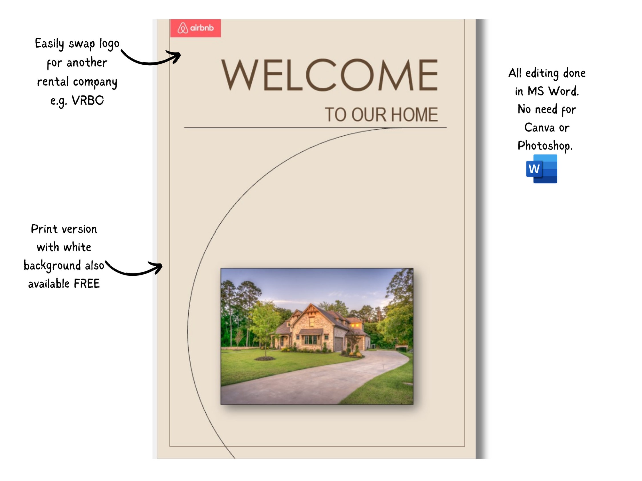 Welcome Brochure MS Word Template Coffee Short Term Rental A4 Letter ...