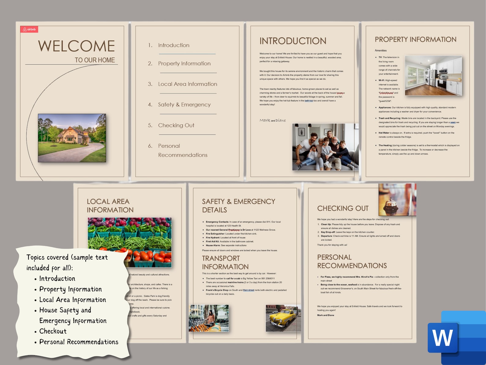 Welcome Brochure MS Word Template Coffee Short Term Rental A4 Letter ...