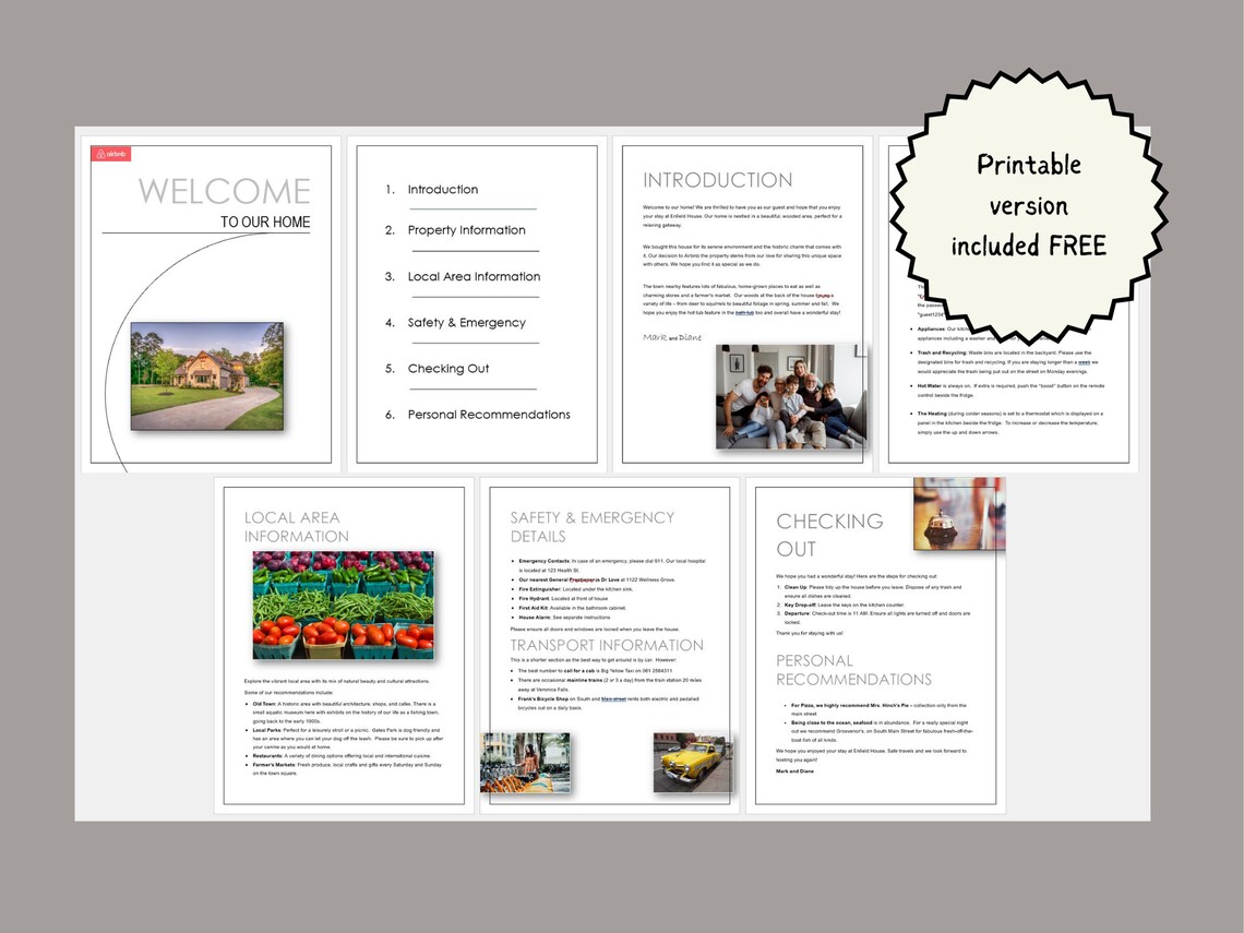 Welcome Brochure MS Word Template Coffee Short Term Rental A4 Letter ...