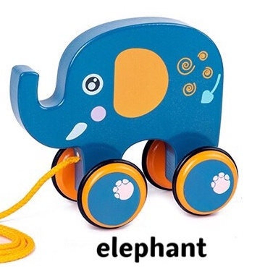 Large Wooden Cartoon Elephant, Handmade Gift, Children Drag Car ...