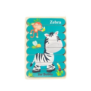 Wooden 3D Bar Ice Cream Stick Strip Puzzle Toddler Animal Jigsaw ...