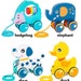 Large Wooden Cartoon Duck, Children Drag Car, Intelligence Hand Pull ...