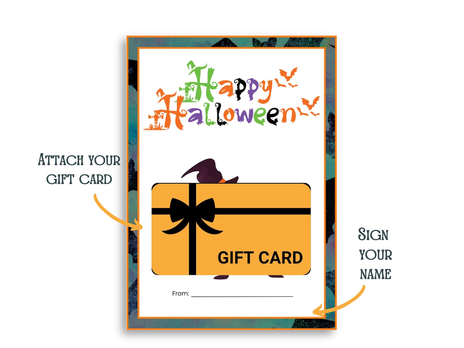 Printable Gift Card Holder, Halloween, Digital Download, Trick or Treat ...