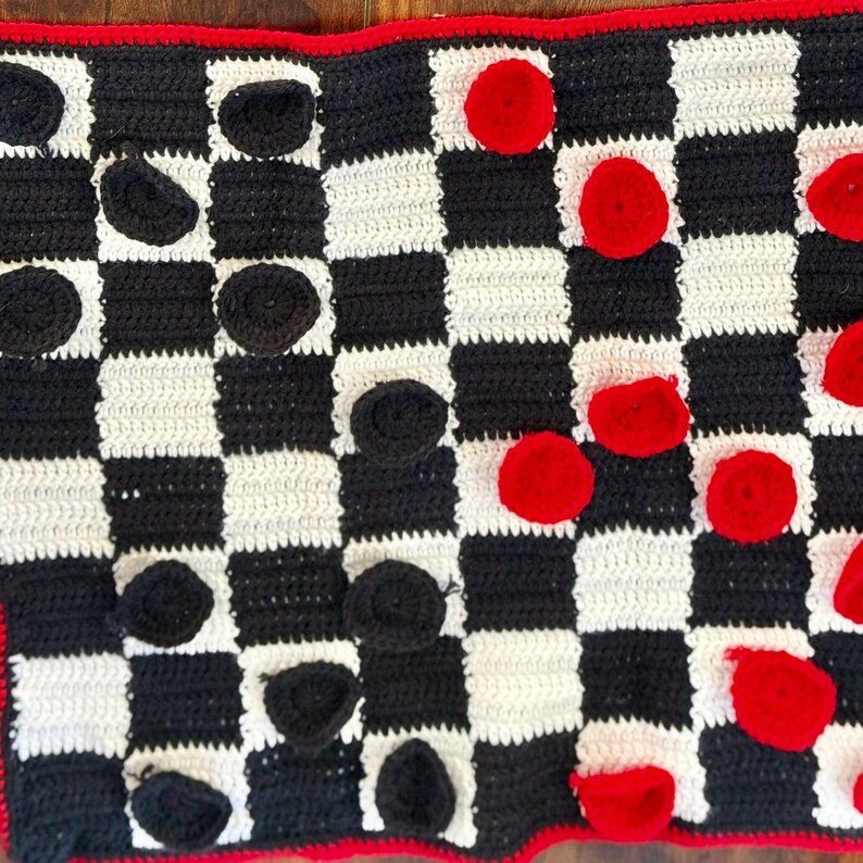 Crochet Checkers Game Blanket, Kids Games, Outdoor Games, Travel Games ...