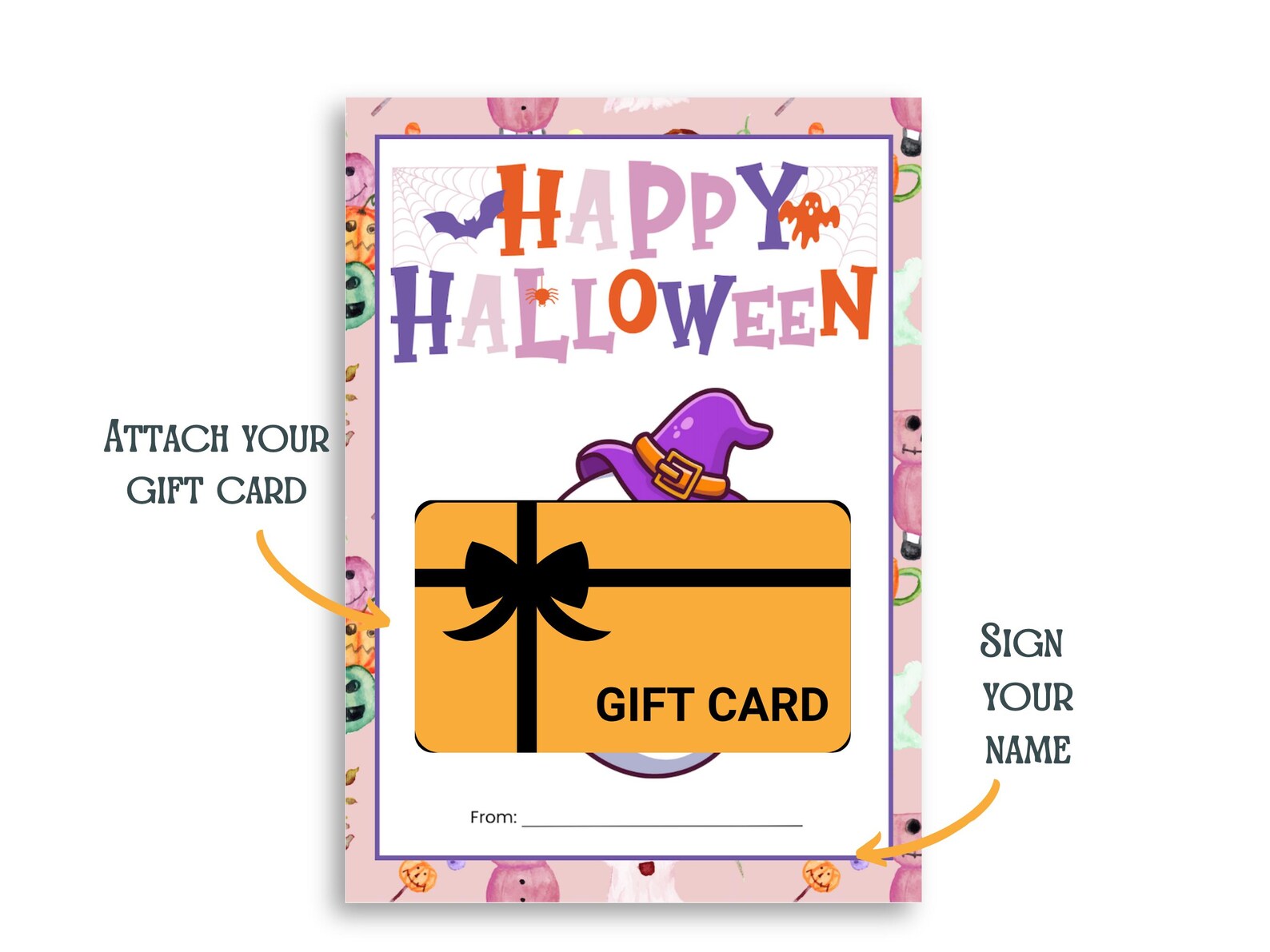 Printable Gift Card Holder, Halloween, Digital Download, Trick or Treat ...