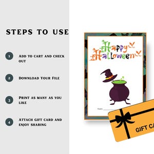 Printable Gift Card Holder, Halloween, Digital Download, Trick or Treat ...