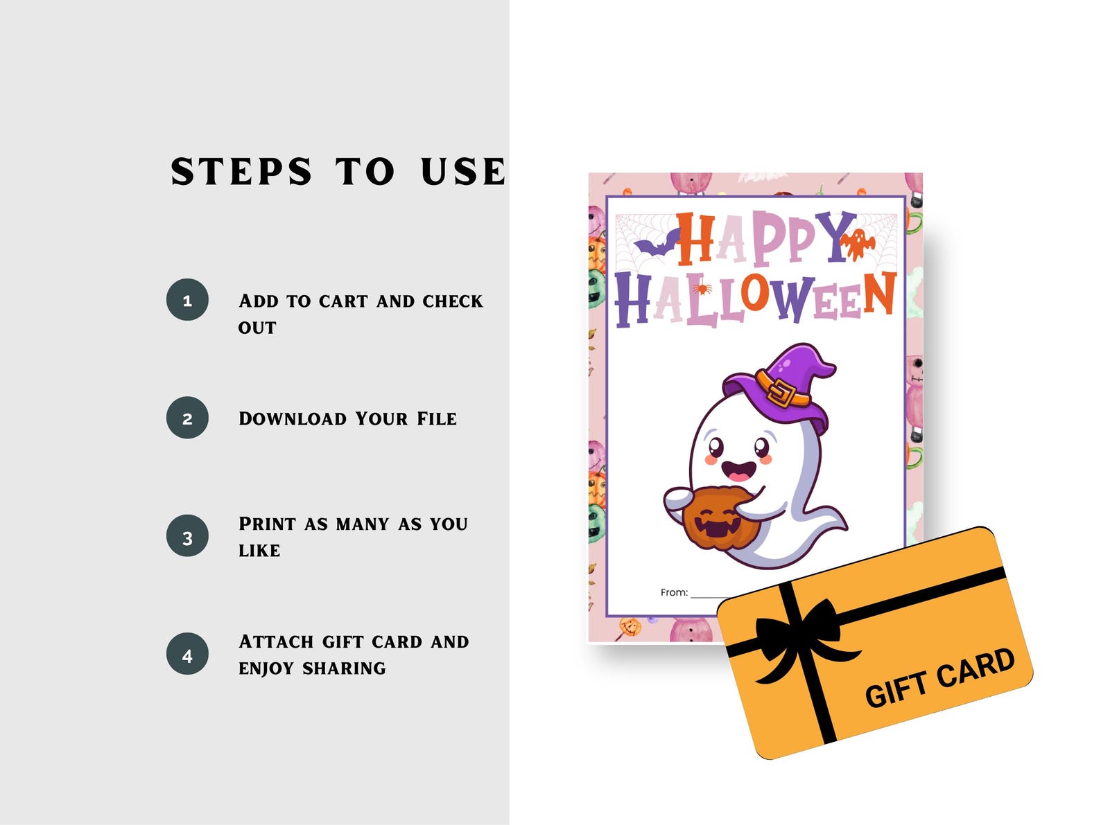 Printable Gift Card Holder, Halloween, Digital Download, Trick or Treat ...