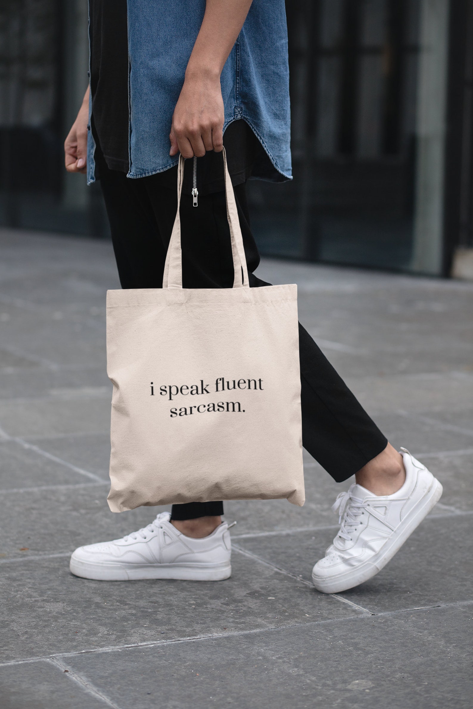 I Speak Fluent Sarcasm Tote Bag, Funny Tote Bag, Tote Bag Quote, Tote ...