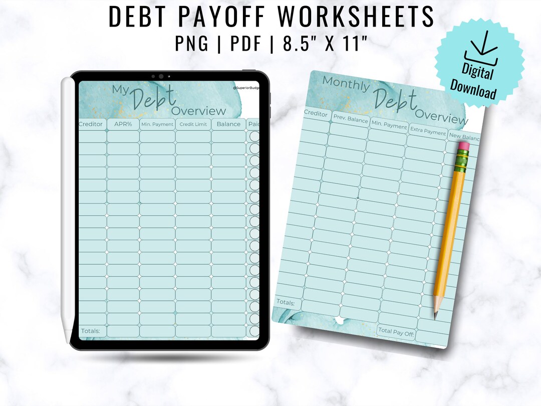 Debt Overview Worksheet Monthly Debt Overview Worksheet Debt Free Debt ...