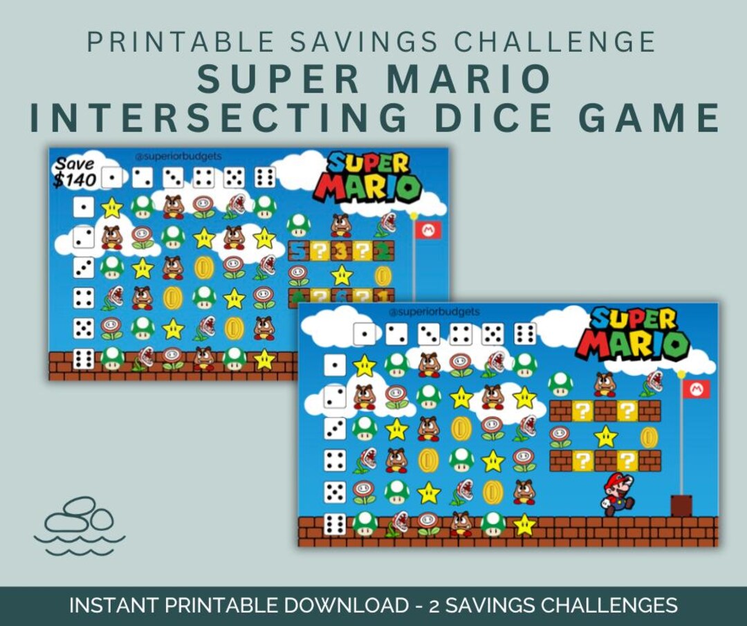 Super Mario Intersecting Dice Game | Digital Download | Savings ...