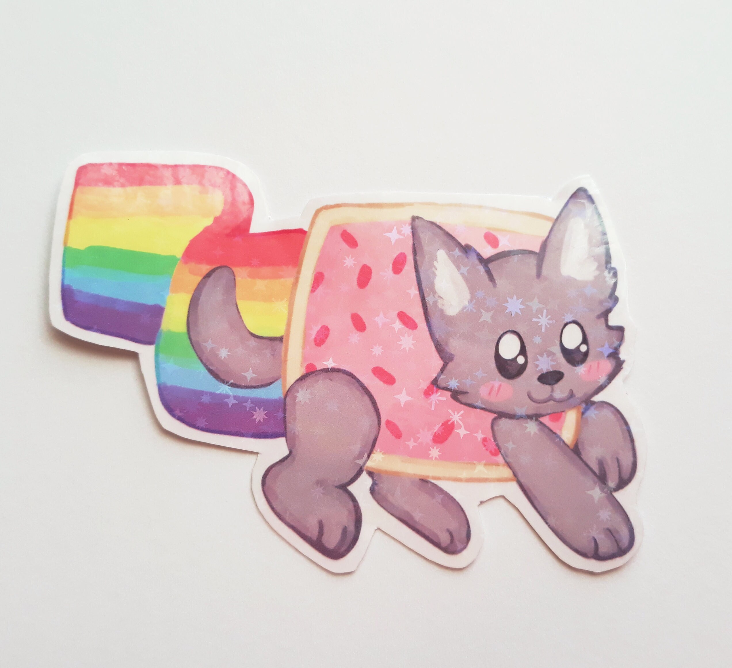 Nyan Cat Holographic Sparkle Vinyl Sticker | Etsy