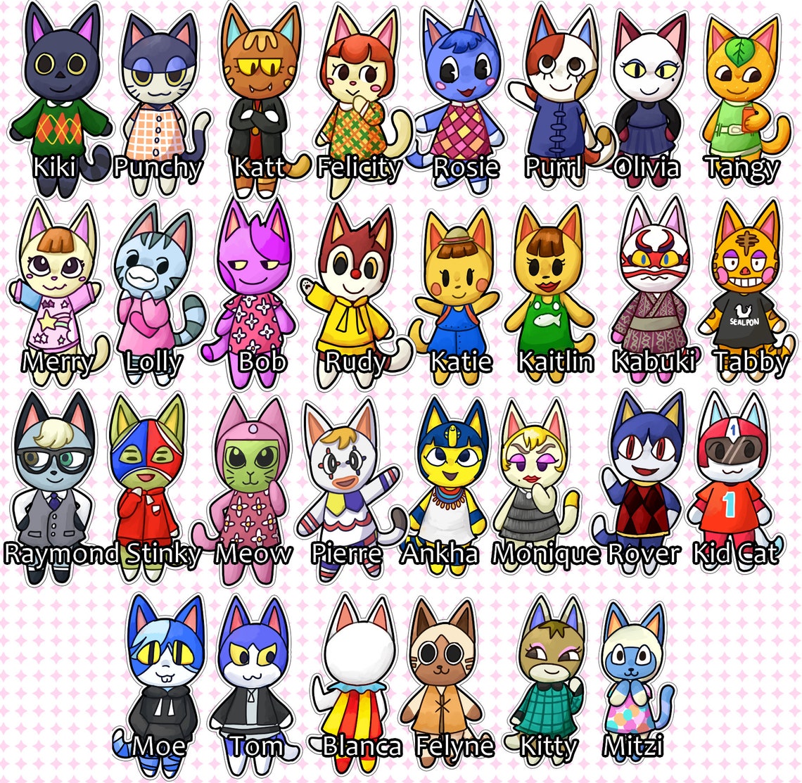 Every Animal Crossing Cat Vinyl Stickers | Etsy