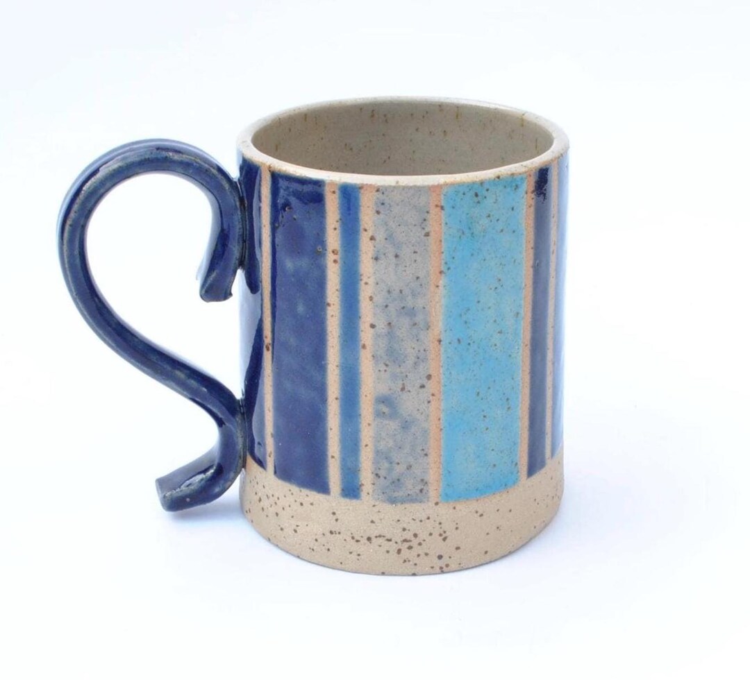Blue Striped Mug | Grey Speckled Stoneware | Hand Thrown Mug | Hand ...