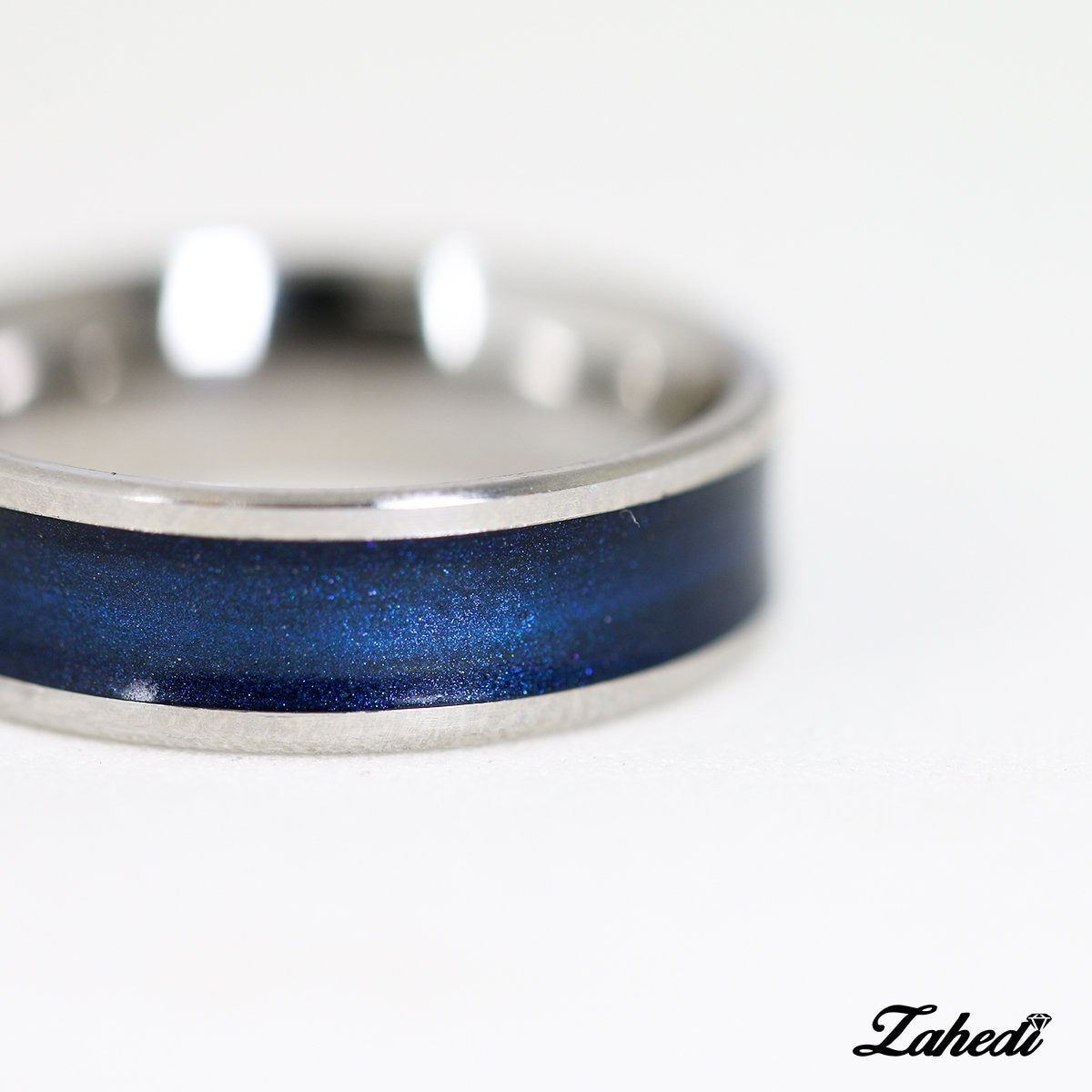Navy Blue Enamel Ring, Tungsten Enamel Ring, Multi-color Enamel Band ...