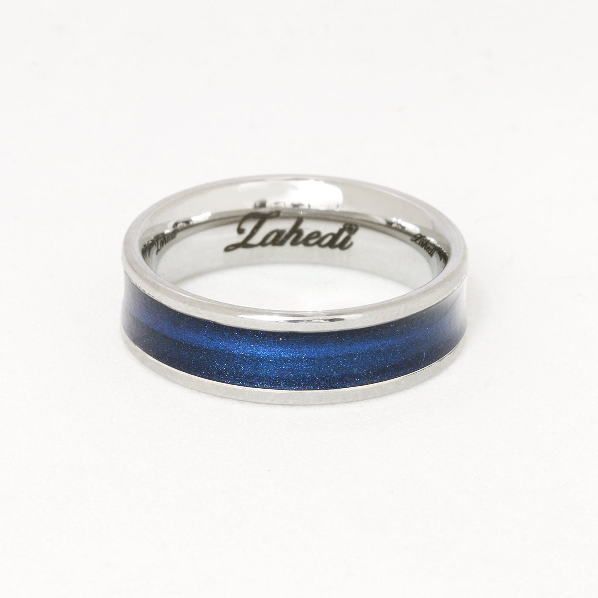 Navy Blue Enamel Ring, Tungsten Enamel Ring, Multi-color Enamel Band ...