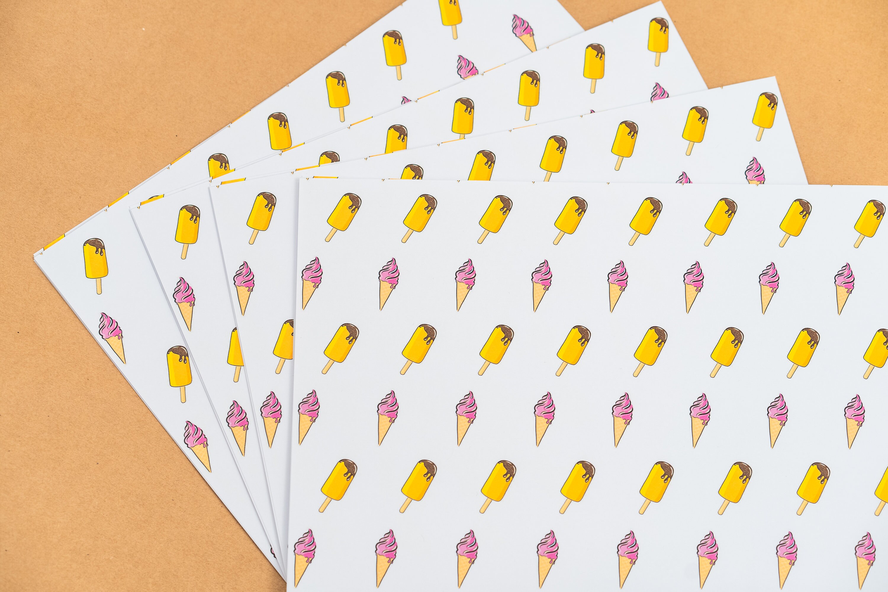 Ice Cream Wrapping Paper Ice Lolly Gift Wrap A1 Large Sheets Recyclable ...
