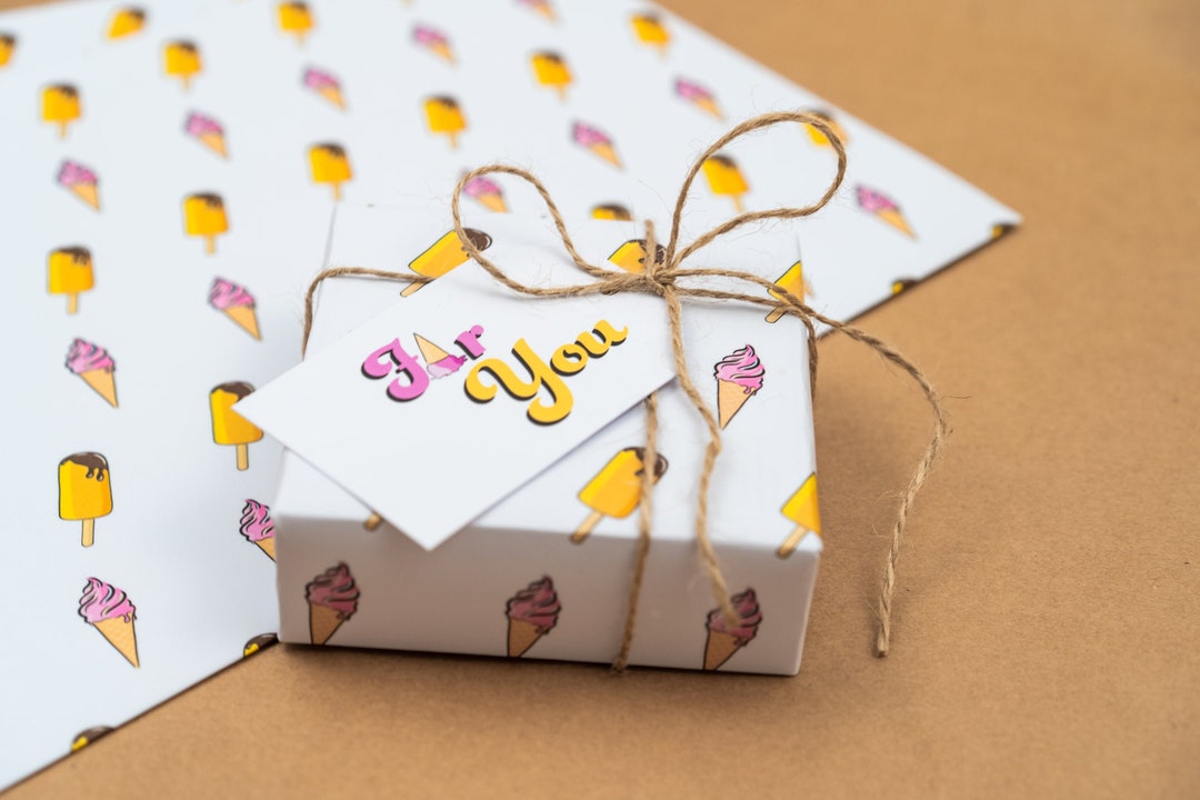 Ice Cream Wrapping Paper Ice Lolly Gift Wrap A1 Large Sheets Recyclable ...