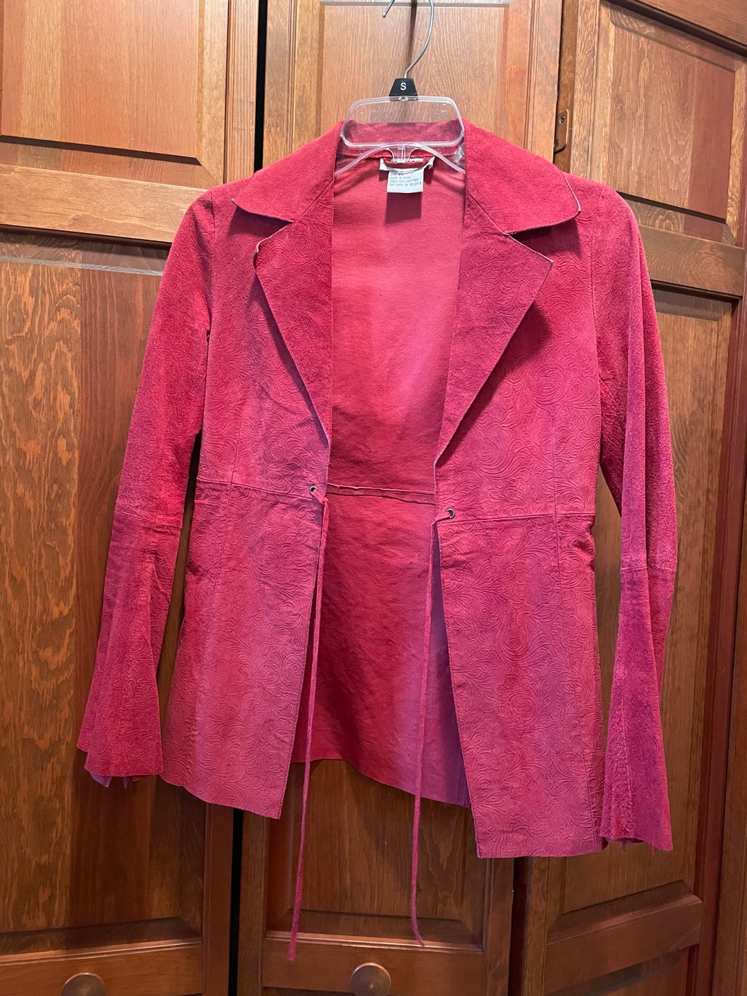 Vintage Red Leather Blazer With Bell Sleeves - Etsy