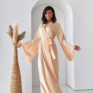 Long Silk Robe, Floor Length Robe, Kimono Robe Women, Ankle Length Robe ...