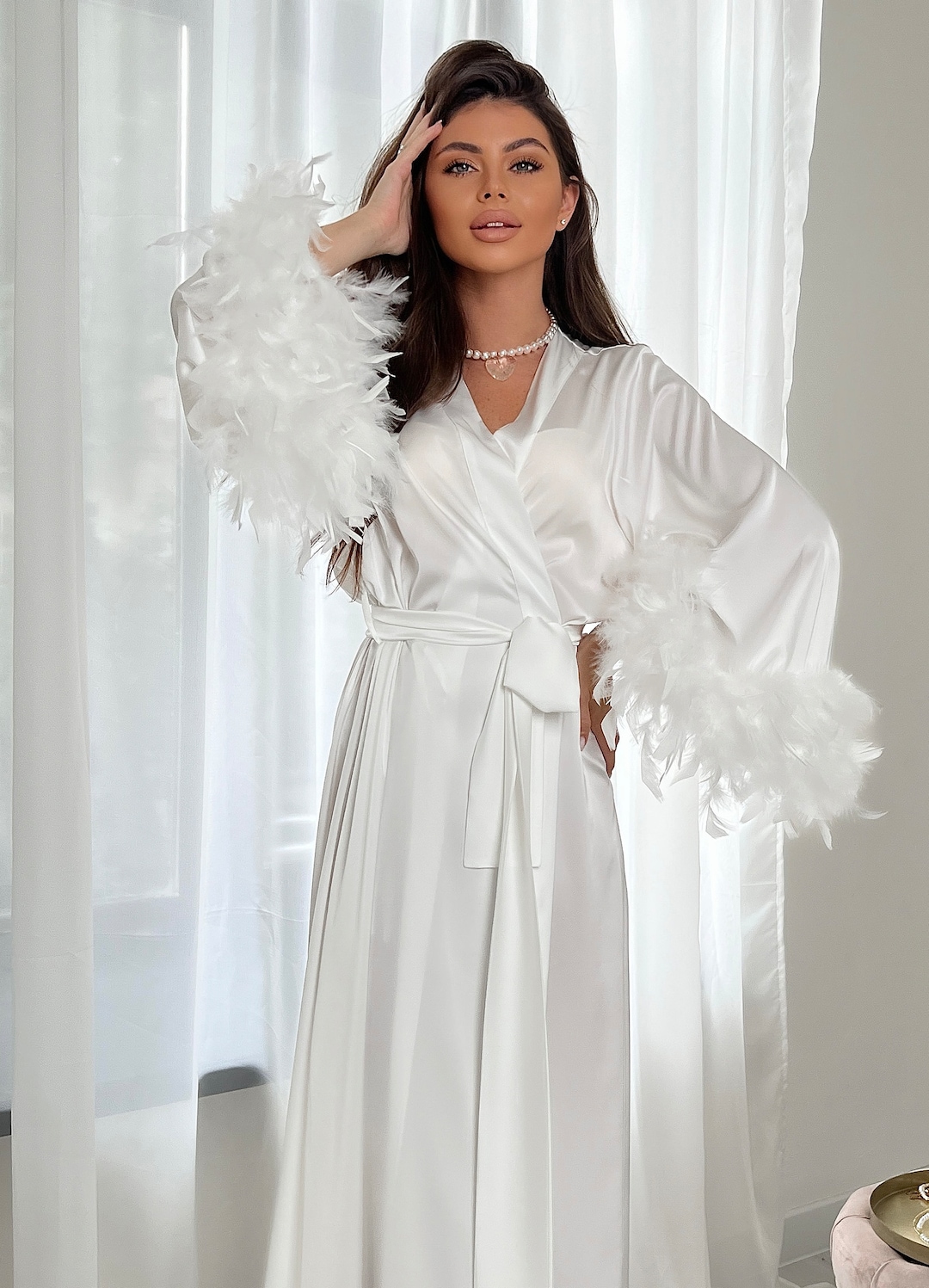 Bridal Feathers Robe Wedding Day Bride Robe Feathers Feathered Robe Bridal Party Bridal Robe ...