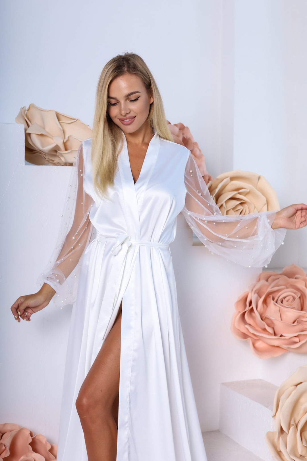 Wedding Robes / Bridal Robe Long / Wedding Day Robe / White Bride Robe ...