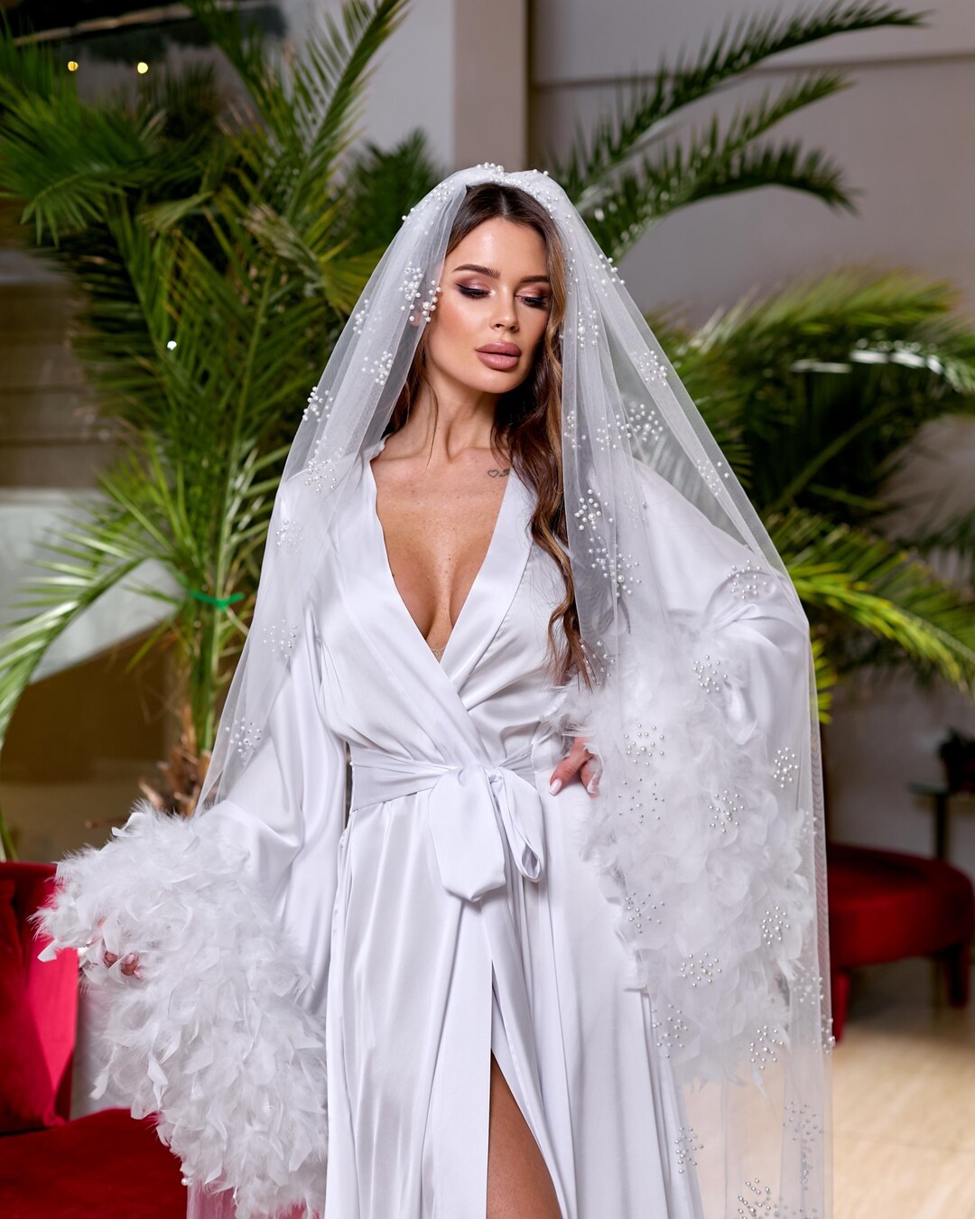 Bridal Pearl Veil: Cathedral Chapel Length, Fingertip Wedding Veil - Etsy