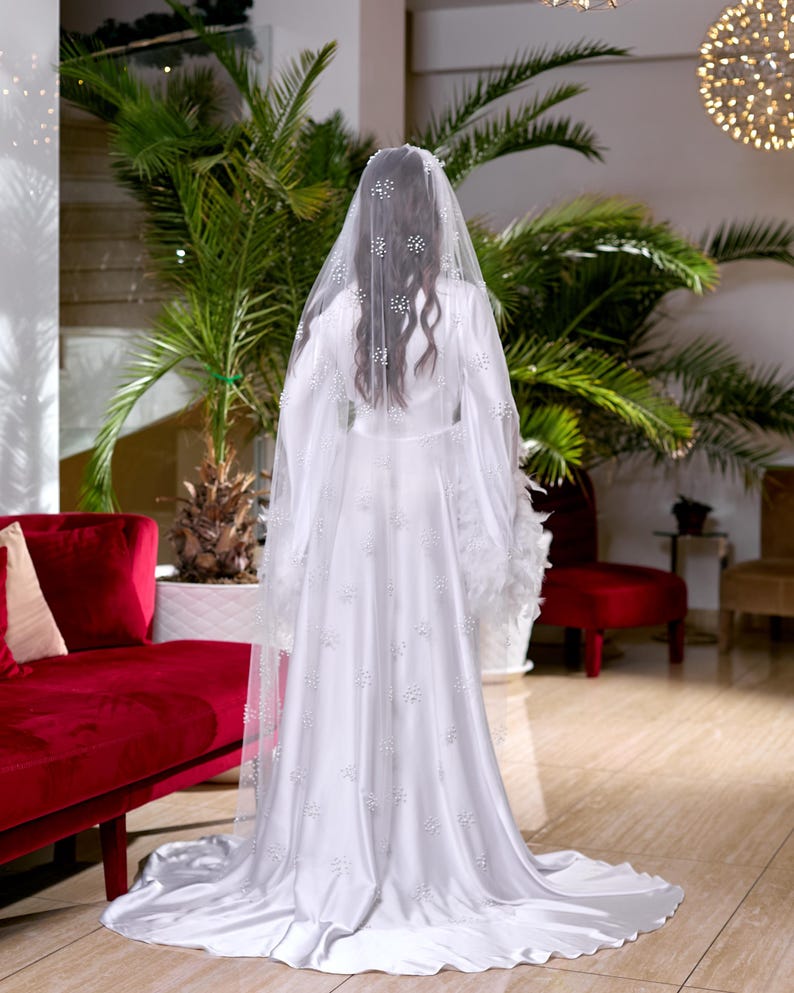 Bridal Pearl Veil: Cathedral Chapel Length, Fingertip Wedding Veil - Etsy